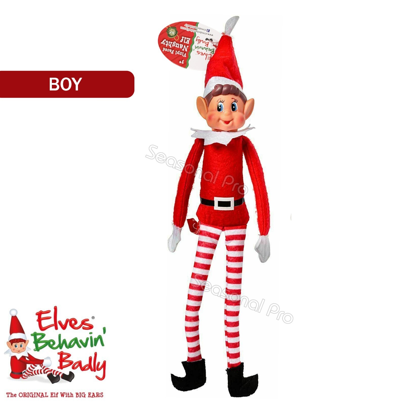 Naughty Elves Christmas Original Elf Red Boy Doll Plush Toy Xmas Tree ...