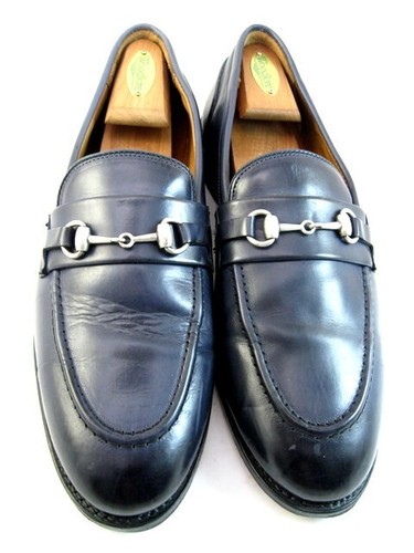 Allen Edmonds "RANDOLPH" Men's Leather BIT Penny Loafers 9.5 E NAVY ...