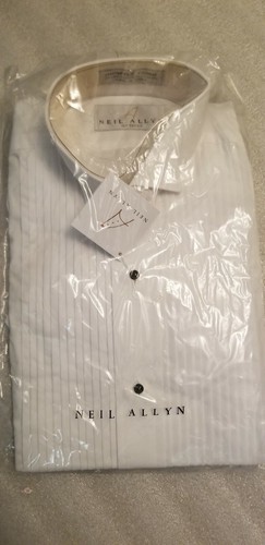 Neil Allyn Shirt Tuxedo Dress Button Up Pleated BL White Brand New! | eBay