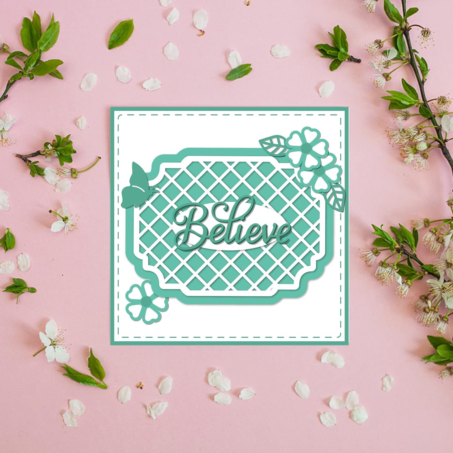 4 Styles Net Lace Frame Cutting Dies, Grid Background Metal Cutting ...
