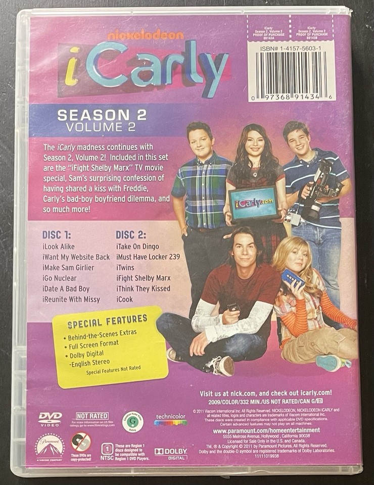 iCarly-Season 1 Volume 2-Complete Season 2-Complete Season 4-Lot Of 5 ...