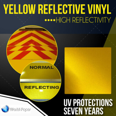 Reflective YELLOW sign Vinyl Adhesive safety Plotter cutter 12" x 10 ...