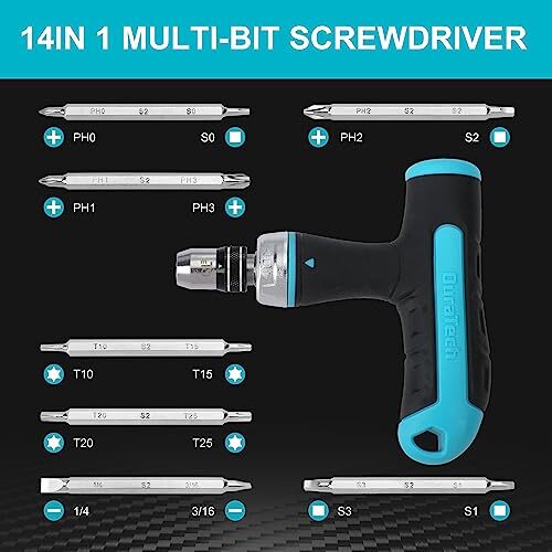 14-in-1 Screwdriver Set, Multi-Bit Ratcheting Screwdriver Set Tool All ...