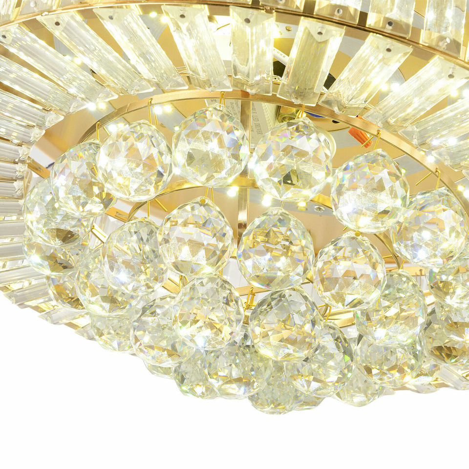 42" 3-Color Crystal Chandelier Invisible Ceiling Fan Light Lamp LED w ...