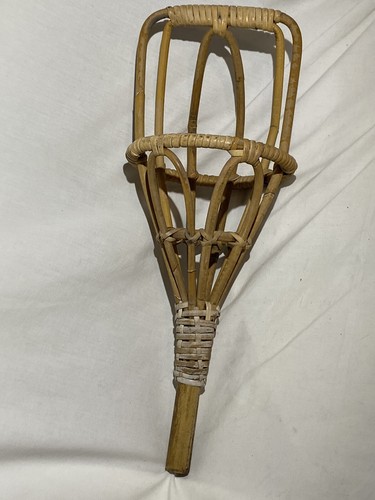 Vintage Bamboo Wicker Rattan Woven Takraw Ball Toss Game Scoop Racket ...