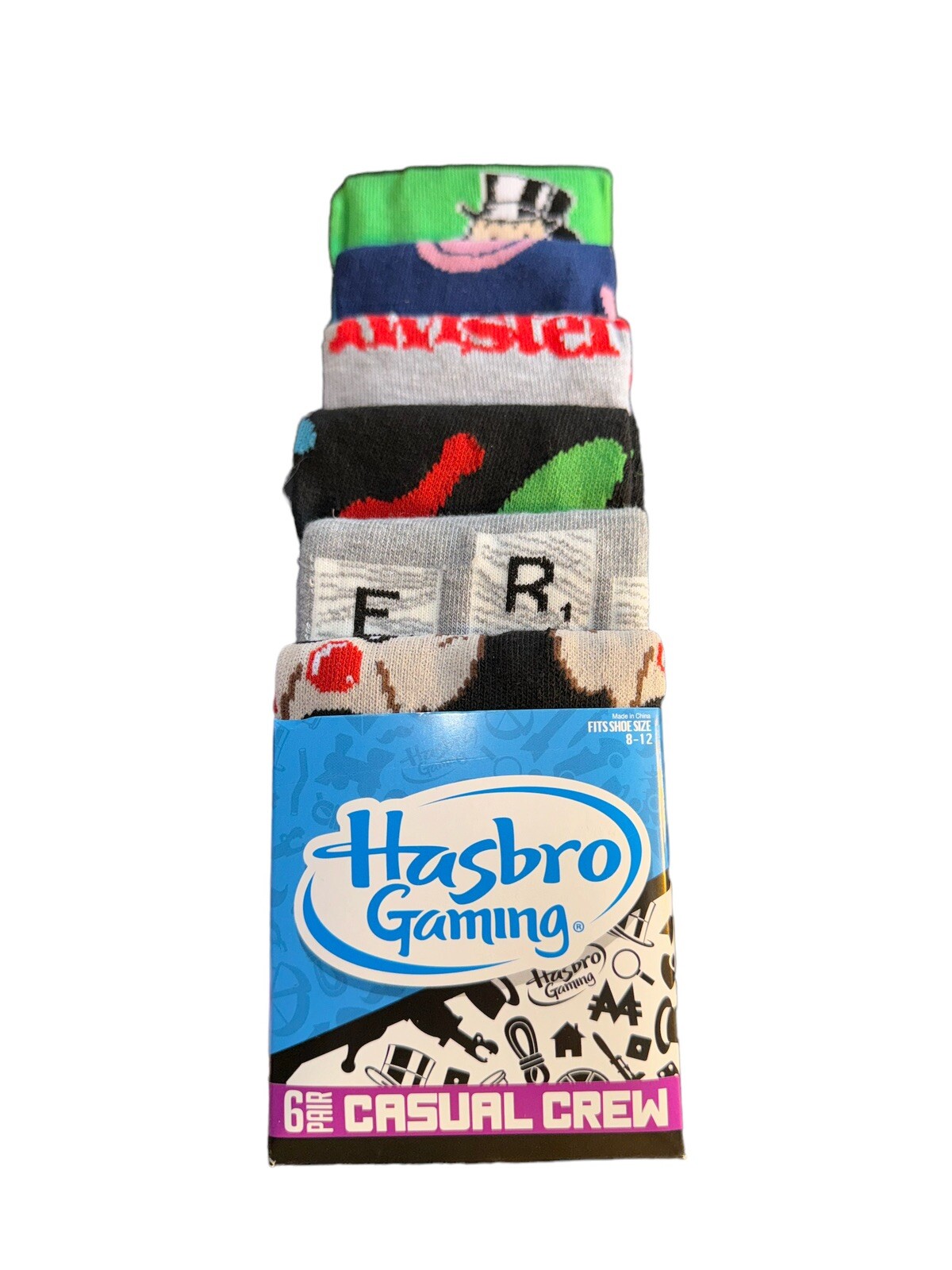 Hasbro Gaming Crew Socks Size 8-12 Monopoly Twister Sorry Scrabble 6 ...