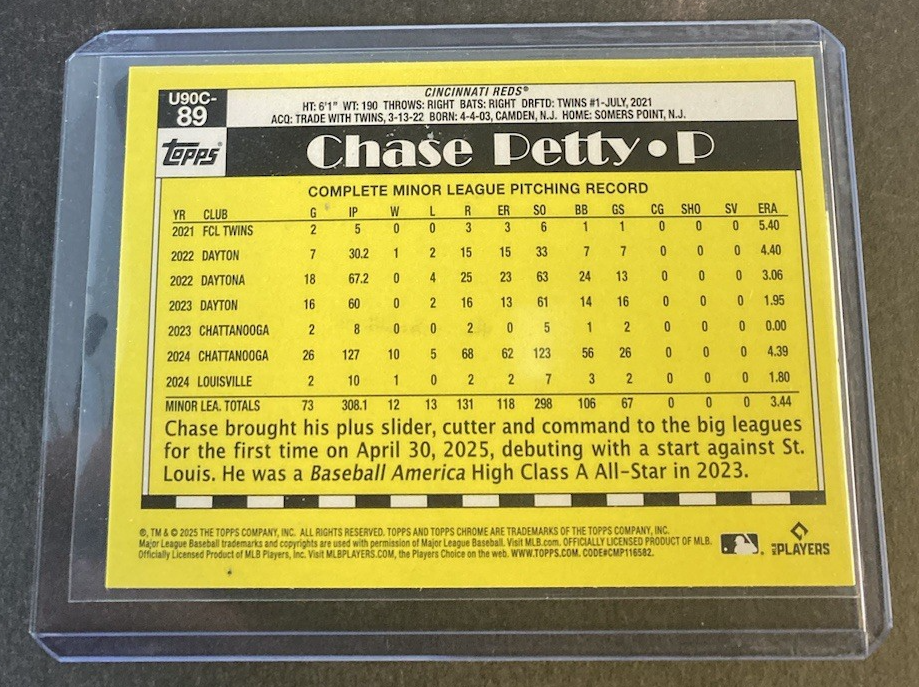 2025 Topps Update Chase Petty Rookie Silver Pack Mojo Blue /150 #U90C ...