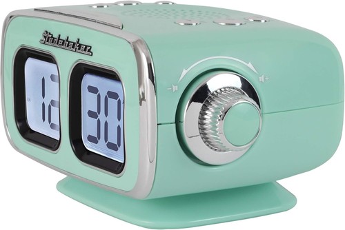 Studebaker Large Display LCD AM/FM Retro Clock Radio USB Bluetooth Teal ...