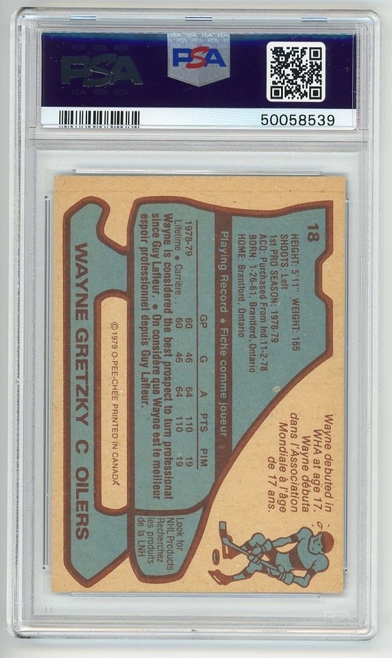 1979 O-Pee-Chee 18 WAYNE GRETZKY PSA 7 Centered OPC Rookie Card Oilers ...