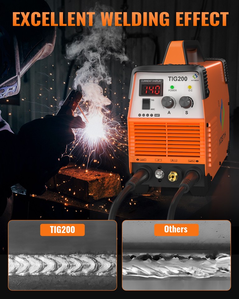 200Amp TIG Welder HF TIG/MMA 2 IN 1 Welder Machine with Post Gas 110 ...