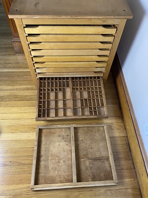 Antique Thompson Printer’s Cabinet, 10 Drawers. 8 Original, 1 Hamilton ...