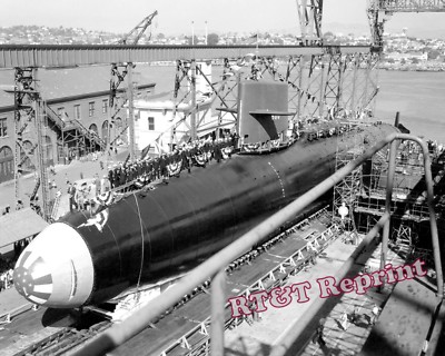 US Navy Submarine USS Theodore Roosevelt (SSBN-600) 1959 launching 8x10 ...