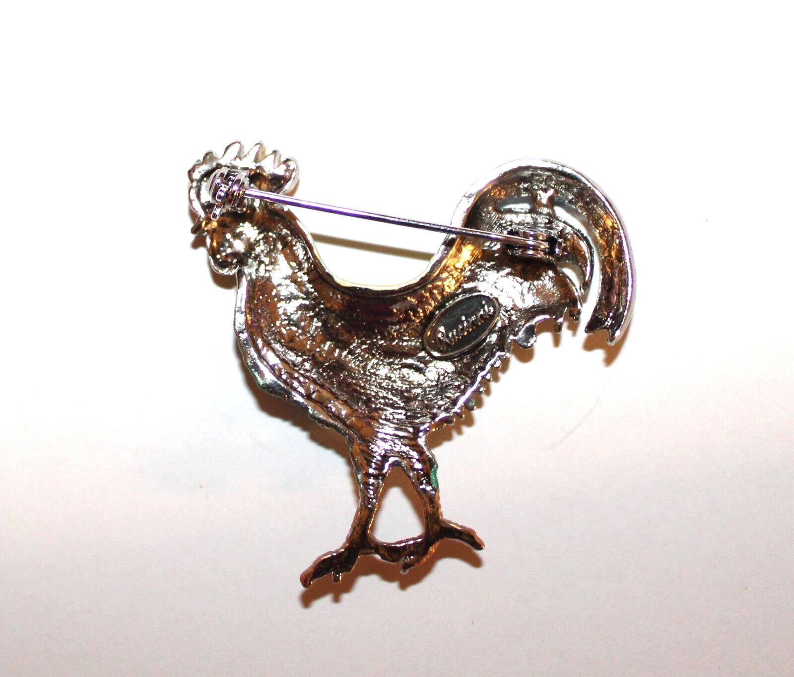 Vintage RUCINNI Rooster Rhinestone Bird Pin Brooch H5 - Gem