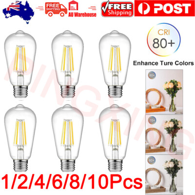 1-10Pcs Vintage LED Filament ST64 Edison LED Bulb Retro E27 Base Light ...