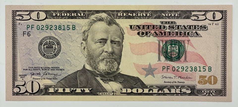 NEW Uncirculated $50 FIFTY Dollar Bill Series 2017A ONE NOTE | eBay