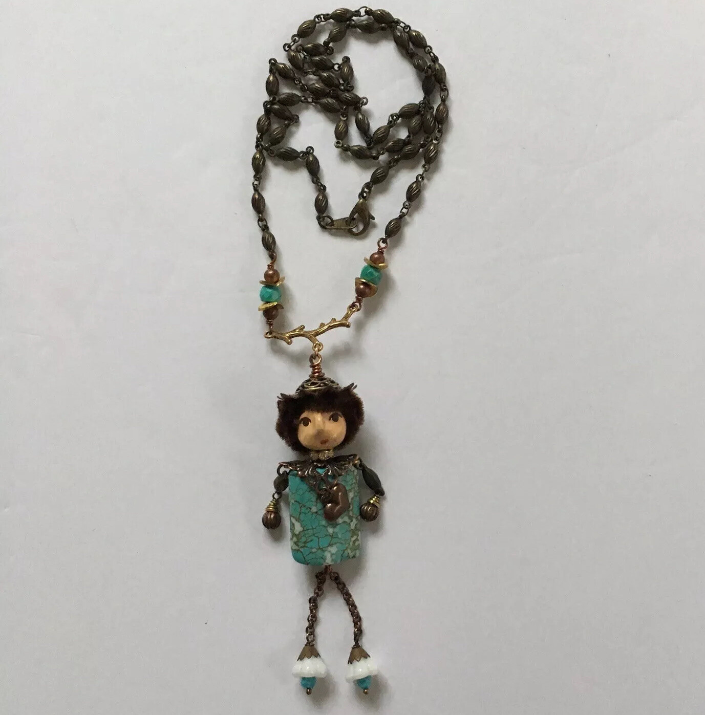 Julia Watada miniature Art Doll Pendant Necklace Hand Painted Face ...