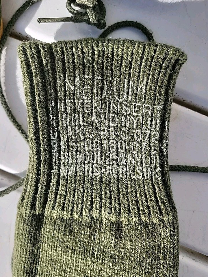 US Military Trigger Finger Leather Medium Mitten Shell and Wool Insert ...