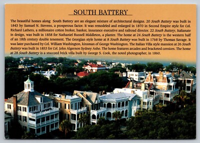 Postcard South Carolina South Battery Aerial view 31M | eBay