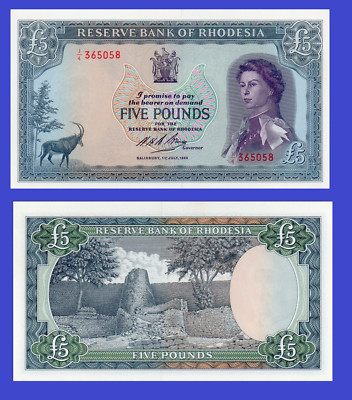 Rhodesia 5 pound 1966 uk -Reproduktion | eBay