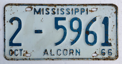 1966 Mississippi License Plate | eBay