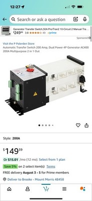 Automatic Transfer Switch 200 Amp, Dual Power 4P Generator AC400 | eBay