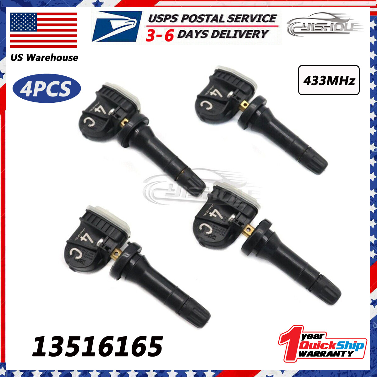 New 13516165 Set of 4 TPMS TIRE PRESSURE SENSORS FOR BUICK GM CHEVY ...