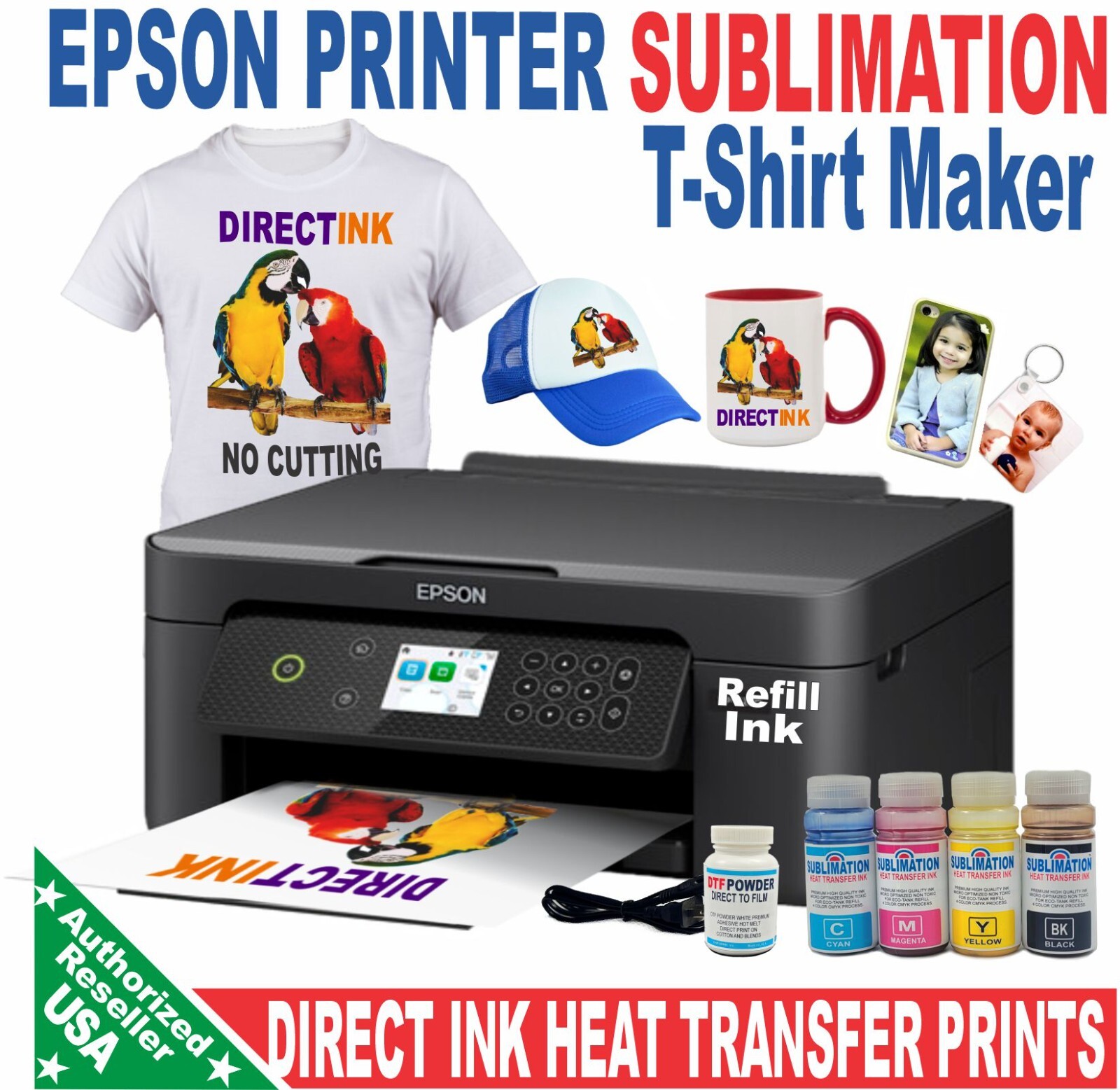 Epson Printer Sublimation ink plus Print T-Shirt Maker Starter Kit ...