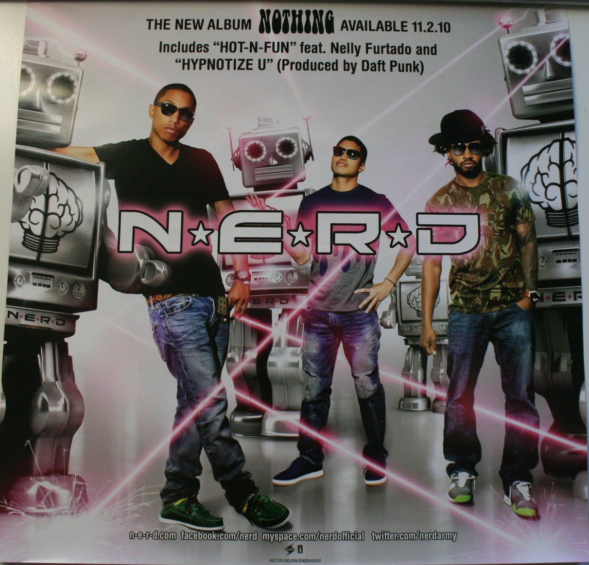 N.E.R.D. NERD Nothing DOUBLE SIDED POSTER 18 X 18 NEW!!!!!!! Pharrell ...