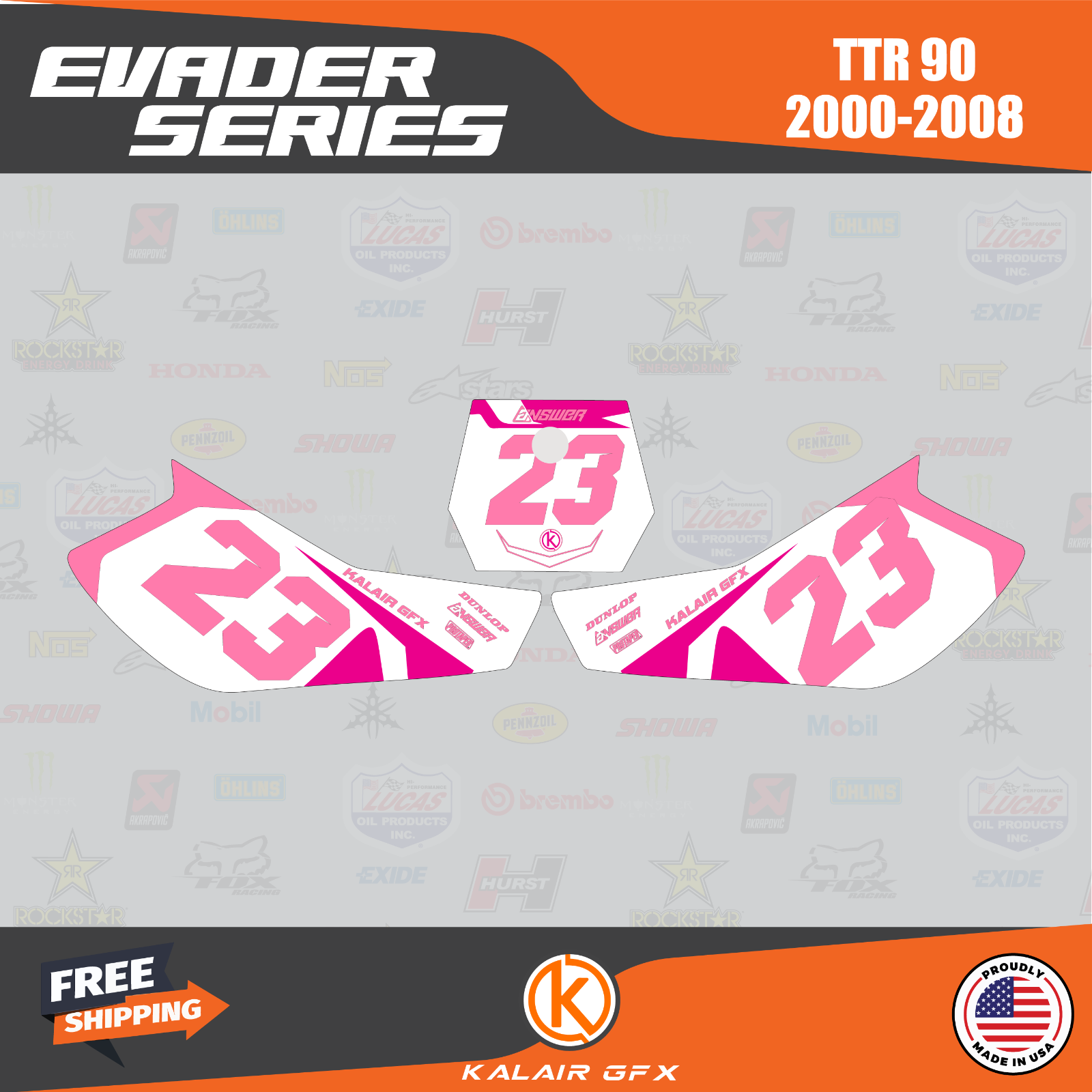 Graphics Kit for Yamaha TTR90 (2000-2008) TTR 90 Evader Series - Pink ...