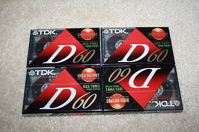 Lot of 4 TDK D60 60 minutes IEC I / Type I High Output Audio Cassette ...