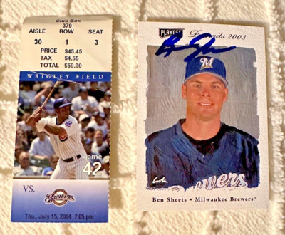 2003 Ben Sheets Autographed Card #103 with Ticket Stub NM/M | eBay