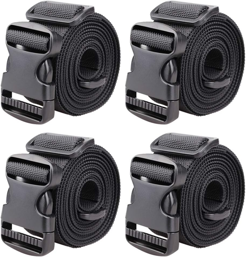 1.5" Utility Straps with Buckle Adjustable 4-Pack (Black, 9.5 Feet Long ...