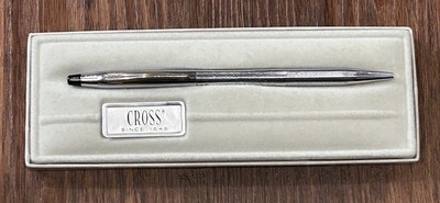 Vintage Cross (Since 1846) Lustrous Chrome Blue Ink Pen 3502 Ball Point ...