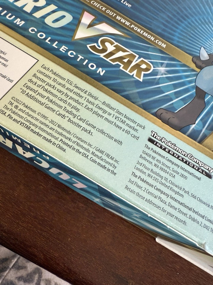 Sealed Pokémon Lucario Vstar Premium Collection Box Promo Pin Jumbo | eBay