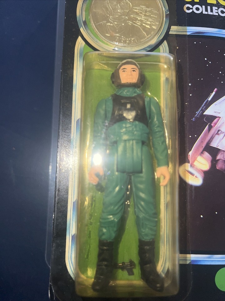 VINTAGE STAR WARS POTF A-WING PILOT Figure special coin MOC unpunched ...