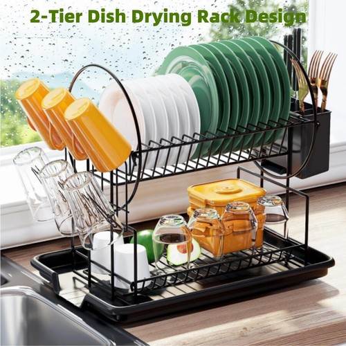 Kitchen Dish Cup Drying Rack.Utensil Drainer Dryer Tray Cutlery Holder ...