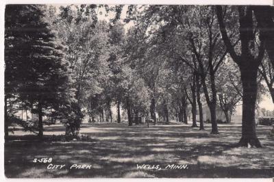 City Park Trees Buildings WELLS MINNESOTA MN Vintage Real Photo ...