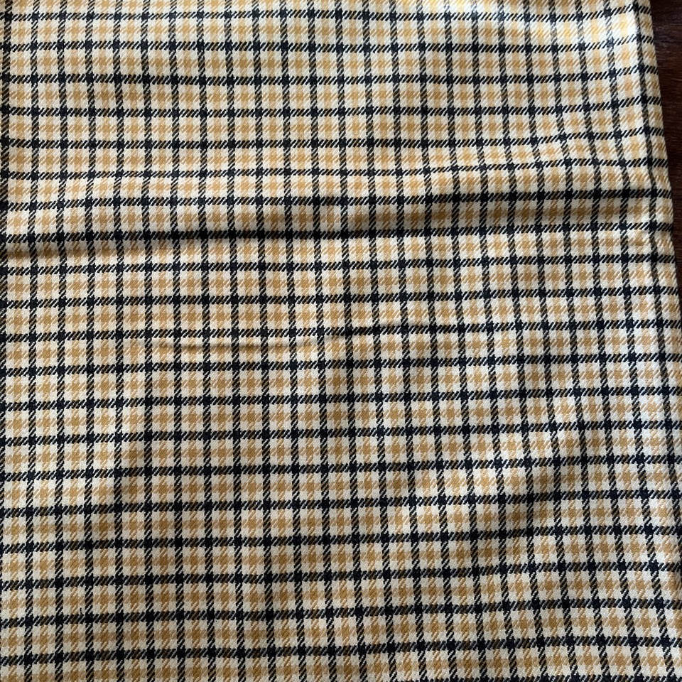 New Vintage Tattersall Wool fabric 2.5 yds x 62" W Gold & Grayed Green ...
