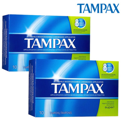 TAMPAX FEMININE TAMPON SUPER 10 CT PACK x 2 Packs | eBay
