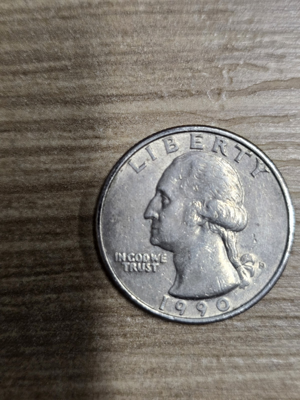 1990 D Washington Quarter Error Double-Die Mint Mark, DD Wing Die Clash ...