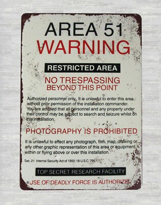 home military area 51 warNing sign restricted area tin metal plaque | eBay