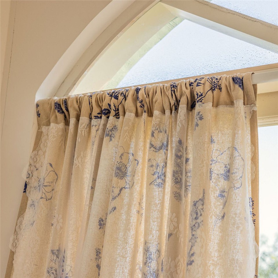 Lace Flower Curtain for Living Room Half Curtain Window Drape Treatment ...