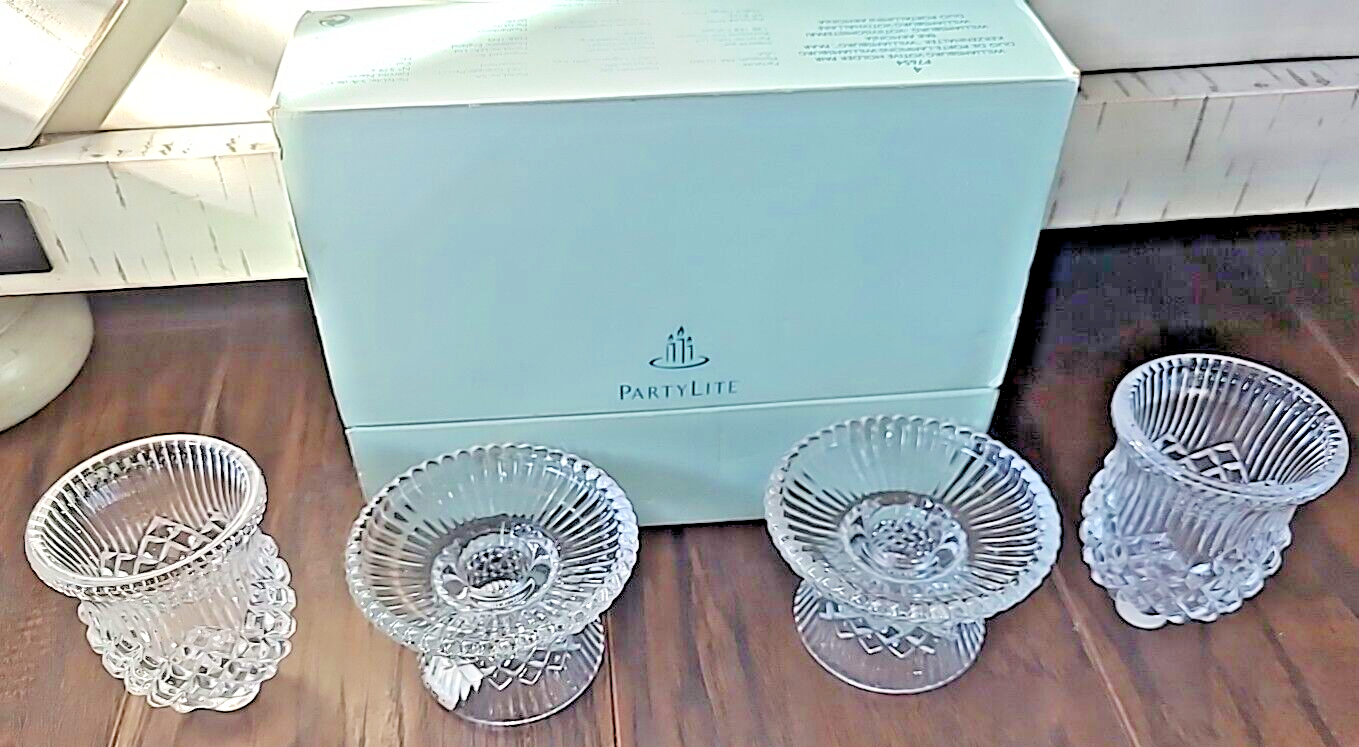 Partylite Williamsburg Crystal Pair Votive Candle Holders 4 Piece Set ...