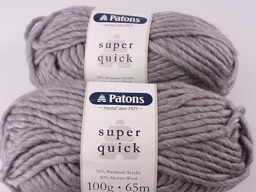 Patons Super Quick 70% Acrylic/30% Merino Wool Clr No 6 Light Grey 2 ...