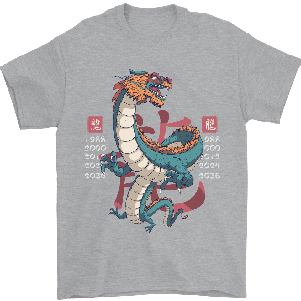 Chinese Zodiac Shengxiao Year of the Dragon Mens T-Shirt 100% Cotton ...