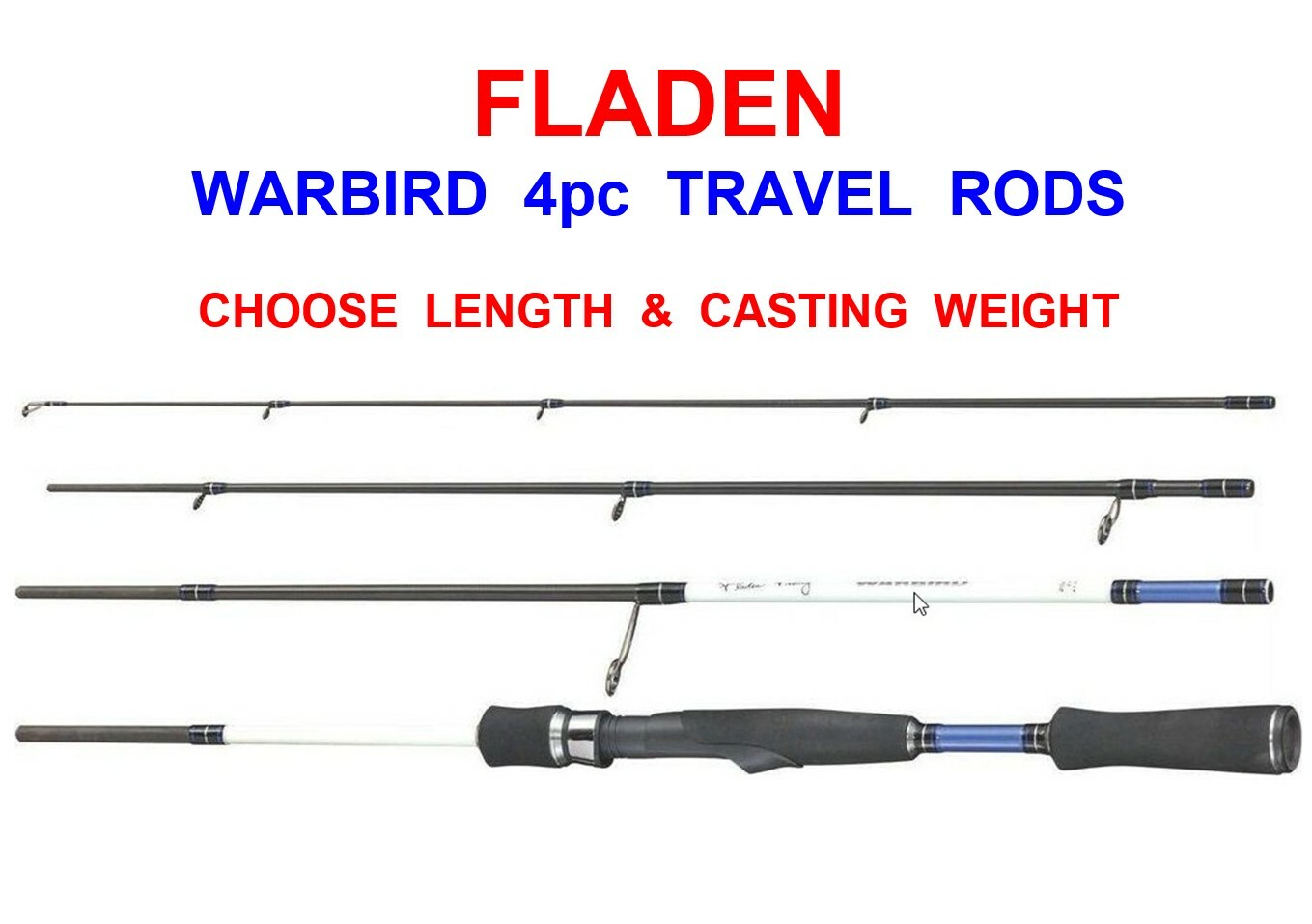 WARBIRD 4pc CARBON TRAVEL ROD SEA COARSE LURE SPINNING LRF PERCH TROUT ...