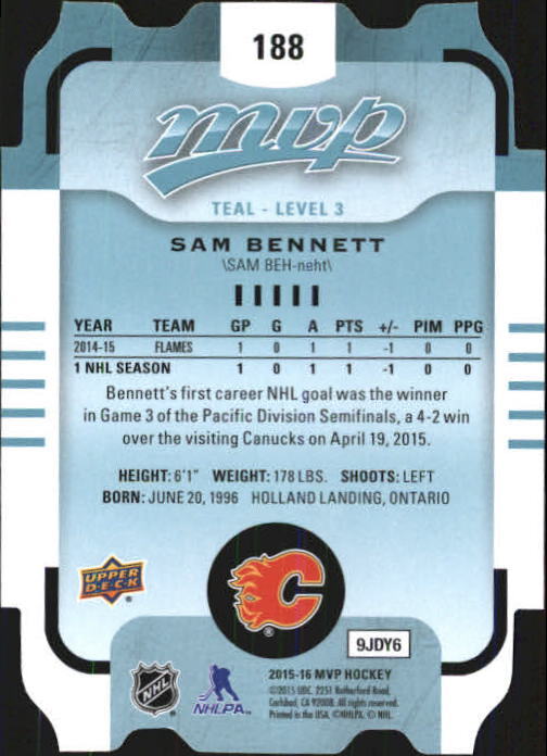 2015-16 Upper Deck MVP Colors and Contours #188 Sam Bennett L3T | eBay