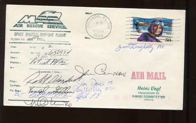 STS-59 SPACE SHUTTLE SUPPORT FLIGHT GROUP CREW SIGNED & FLOWN COVER ...