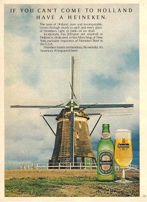 1976 Heineken Beer Holland Windmill Van Munching vintage Print Ad ...