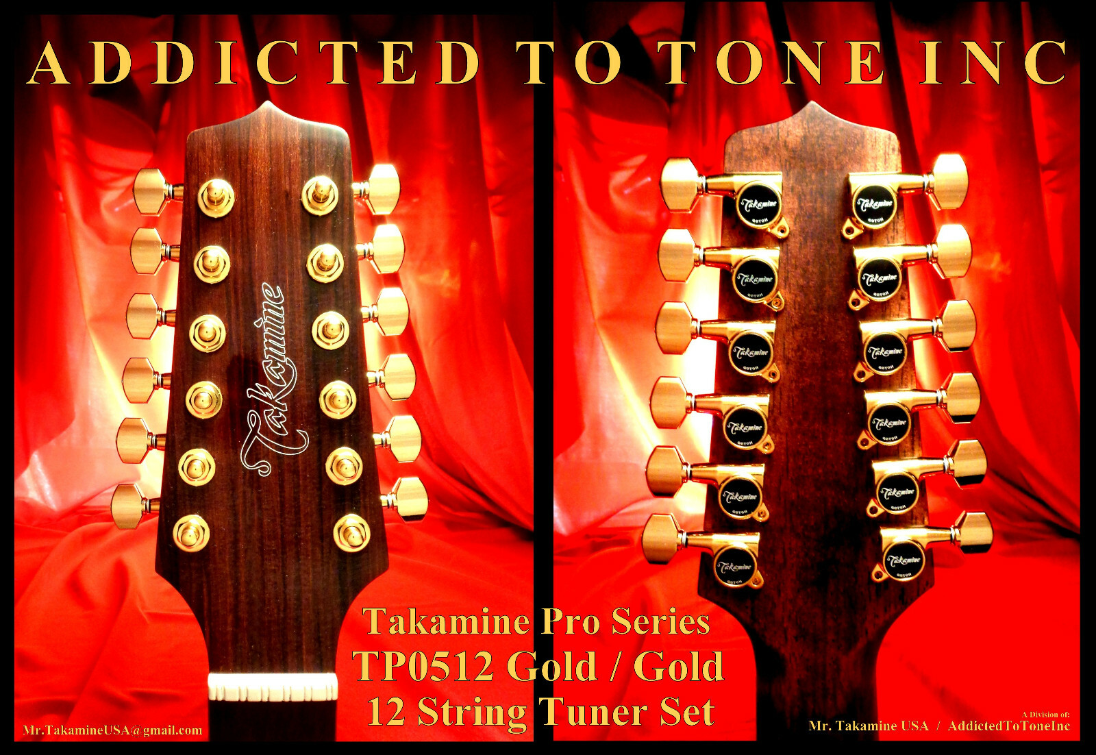 Takamine Pro Series Tuner TP0512 12 STRING SET / GOLD / GOLD / OEM Part ...
